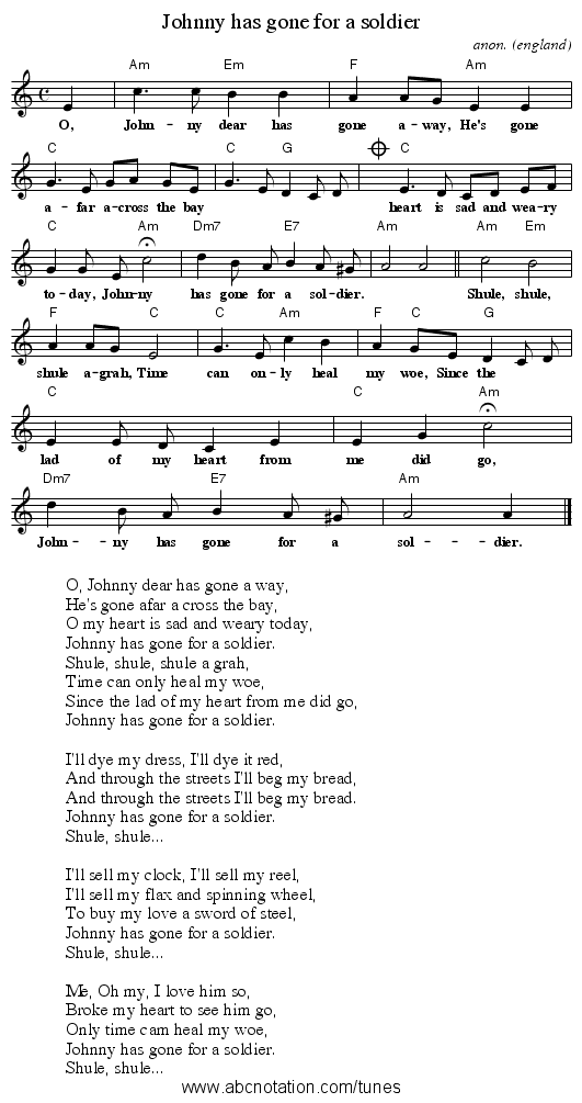 abc | Johnny has gone for a soldier - trillian.mit.edu/~jc/music/abc ...