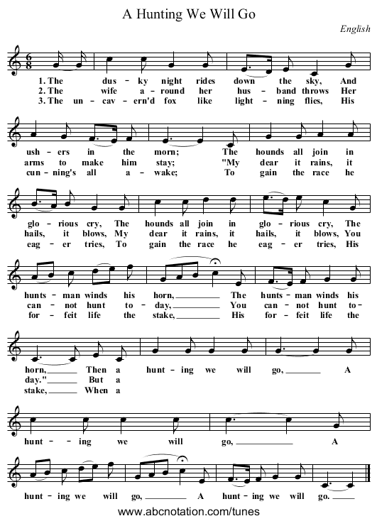 abc | A Hunting We Will Go - trillian.mit.edu/~jc/music/book ...