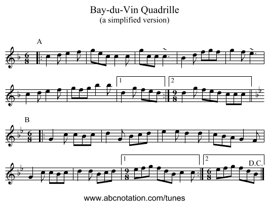 abc | Bay-du-Vin Quadrille - tunearch.org/wiki/Bay-du-Vin_Quadrille ...