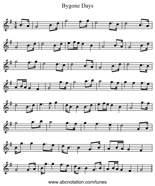 abc | Bygone Days - thesession.org/tunes/7557.no-ext/0001