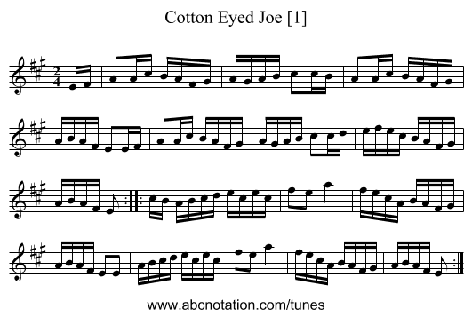 abc | Cotton Eyed Joe [1] - tunearch.org/wiki/Cotton_Eyed_Joe_(1).no ...
