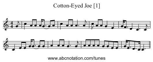 abc | Cotton-Eyed Joe [1] - tunearch.org/wiki/Cotton_Eyed_Joe_(1).no ...