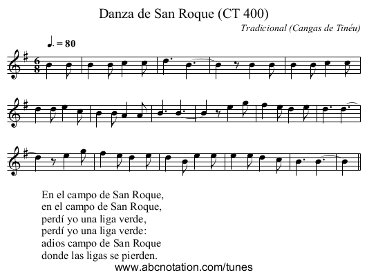 abc | Danza de San Roque (CT 400) - trillian.mit.edu/~jc/music/abc ...