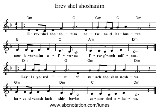 abc | Erev shel shoshanim - ifdo.ca/~seymour/runabc/allklez/0211