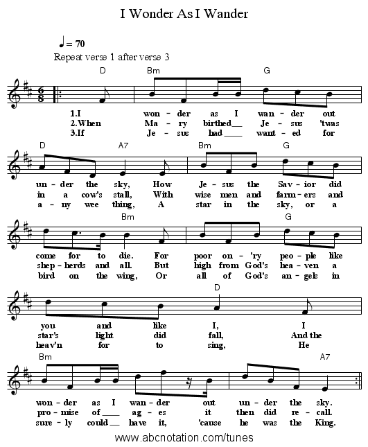 abc | I Wonder As I Wander - trillian.mit.edu/~jc/music/abc/mirror ...