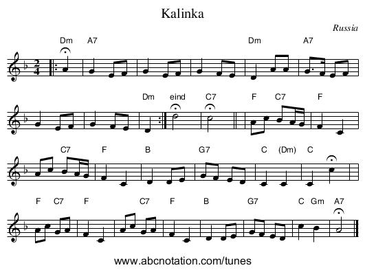 abc | Kalinka - trillian.mit.edu/~jc/music/abc/Russia/Kalinka/0000