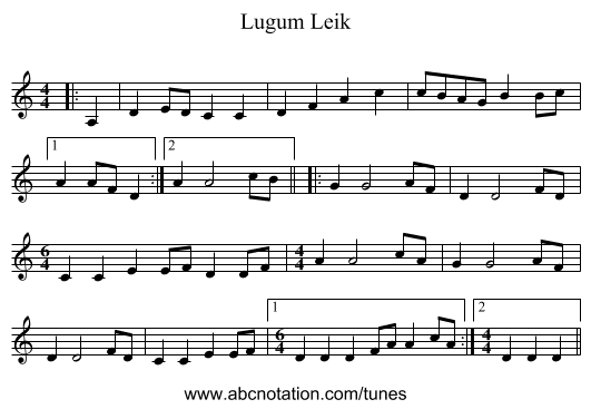 abc | Lugum Leik - thesession.org/tunes/7901.no-ext/0001