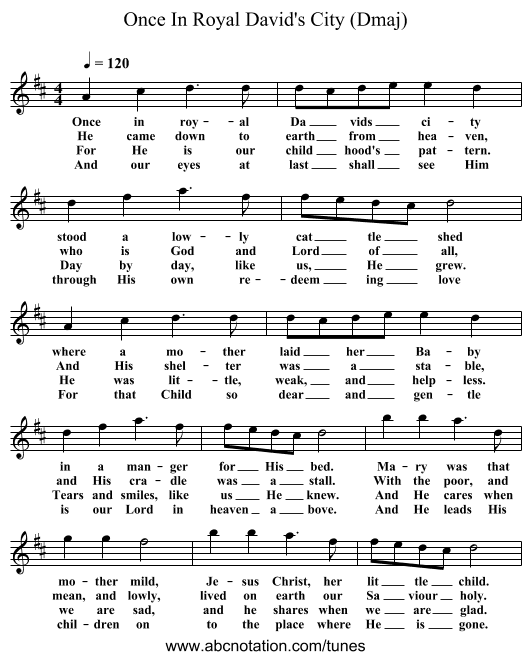 abc | Once In Royal David's City (Dmaj) - trillian.mit.edu/~jc/music ...