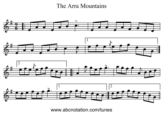 abc | The Arra Mountains - thesession.org/tunes/1901.no-ext/0009
